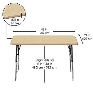 Factory Direct Partners 13105-278 La Madera Rectangle Activity Table (24" x 48"), Standard Legs with Swivel Glides, Adjustable Height 19-30" - Cherry/Black