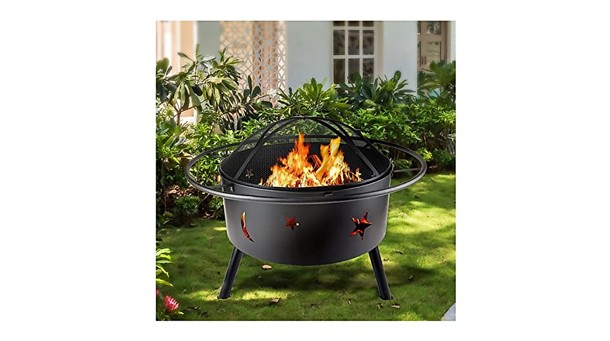 LIUXUEFE Fire Pit, Fire Bowl, wo-od Burning Fireplace, Brazier, Patio ...