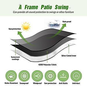 Kasla Outdoor Swing Cover, A Frame Patio Swing Cover,Swing Cover for Outdoor Furniture Porch Cover Glider Hammock Cover Waterproof 84" L×63" W×70" H