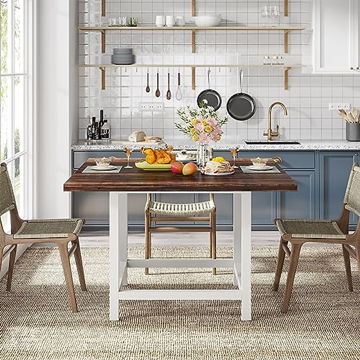 LITTLE TREE 39.5 Inches Small Conference Room Table for 4 People,Oak&Whtie