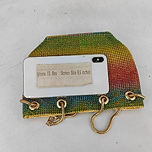 Boutique De FGG Rainbow Clutch Purses for Women Bucket Evening Bags Crystal Rhinestone Chain Shoulder Bags (Rainbow)