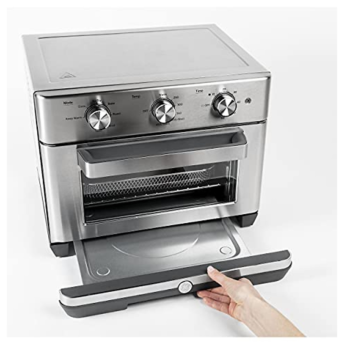 GE Mechanical Air Fryer Toaster Oven + Accessory Set | Convection Toaster with 7 Cook Modes | Large Capacity Oven - Fits 12" Pizza | Countertop Kitchen Essentials | Stainless Steel