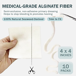 EVERLIT Calcium Alginate Wound Dressing | Gentle, Non-Stick Sterile Dressing Pad | Soft and Highly Absorbent Bandage with Soothing Gel Matrix (Pack of 20)