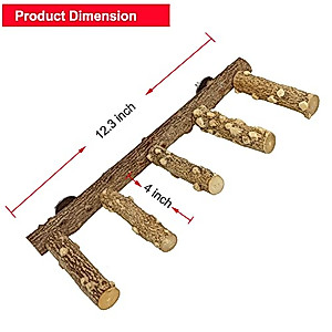 Bird Ladder Perch Cage Nature Wood Stand Parrot Chew Toy for Small Medium Parrot Animal (M)