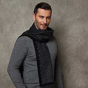 CUDDLE DREAMS Men's Silk Scarves, 100% Mulberry Silk Brushed, Luxuriously Soft (Diamond Black)