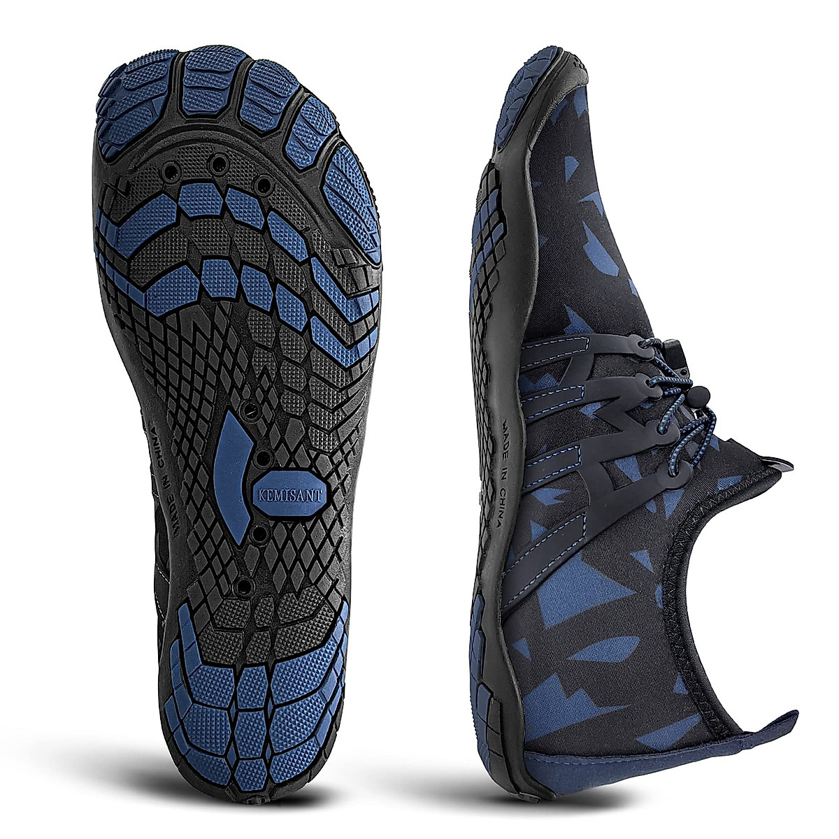 BULLIANT Water Shoes Men, Unisex Barefoot Aqua Shoes for Men Women Hiking Swimming Shoe(Black/Purplish Blue-13 Women/11 Men)