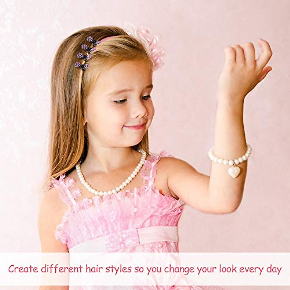 Syhood 96 Pieces Mini Hair Claw Clips, Rhinestone Mini Flower Hair Clips, Metal Clamps, Mix Colored Flower Accessories for Women Girls