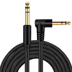 belipro 1/4 Inch TRS Instrument Cable 3Ft, 6.35mm TRS to 6.35mm TRS Stereo Audio Cable Male to Male Right-Angle-to-Straight for Electric Guitar, Bass, Keyboard,Mixer,Amplifier,Speaker,Equalizer...