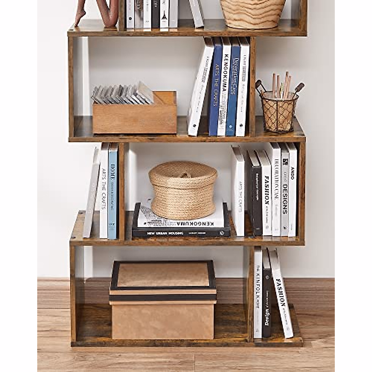 VASAGLE Bookcase, 5-Tier Bookshelf, Display Shelf and Room Divider, Freestanding Decorative Storage Shelving, Rustic Brown ULBC62BX