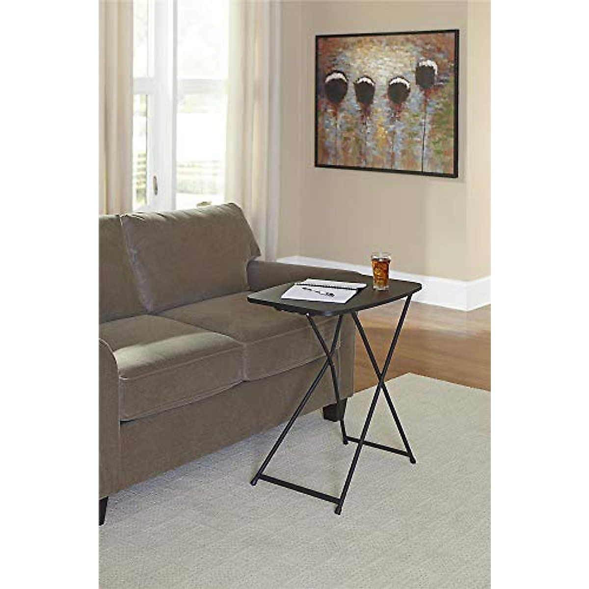 COSCO Multi-Purpose, Adjustable Height Personal Folding Activity Table, 2 Pack, Black