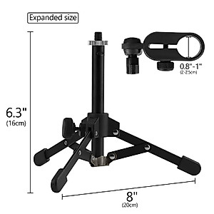 Geekria for Creators Tabletop Tripod Mic Stand Compatible with LEWITT LCT 240PRO, LCT-440-Pure, LCT 540 SUBZERO, LCT-441-FLEX, LCT-640-TS Microphones, Desktop Mic Stand with Foldable Non-Slip Feet