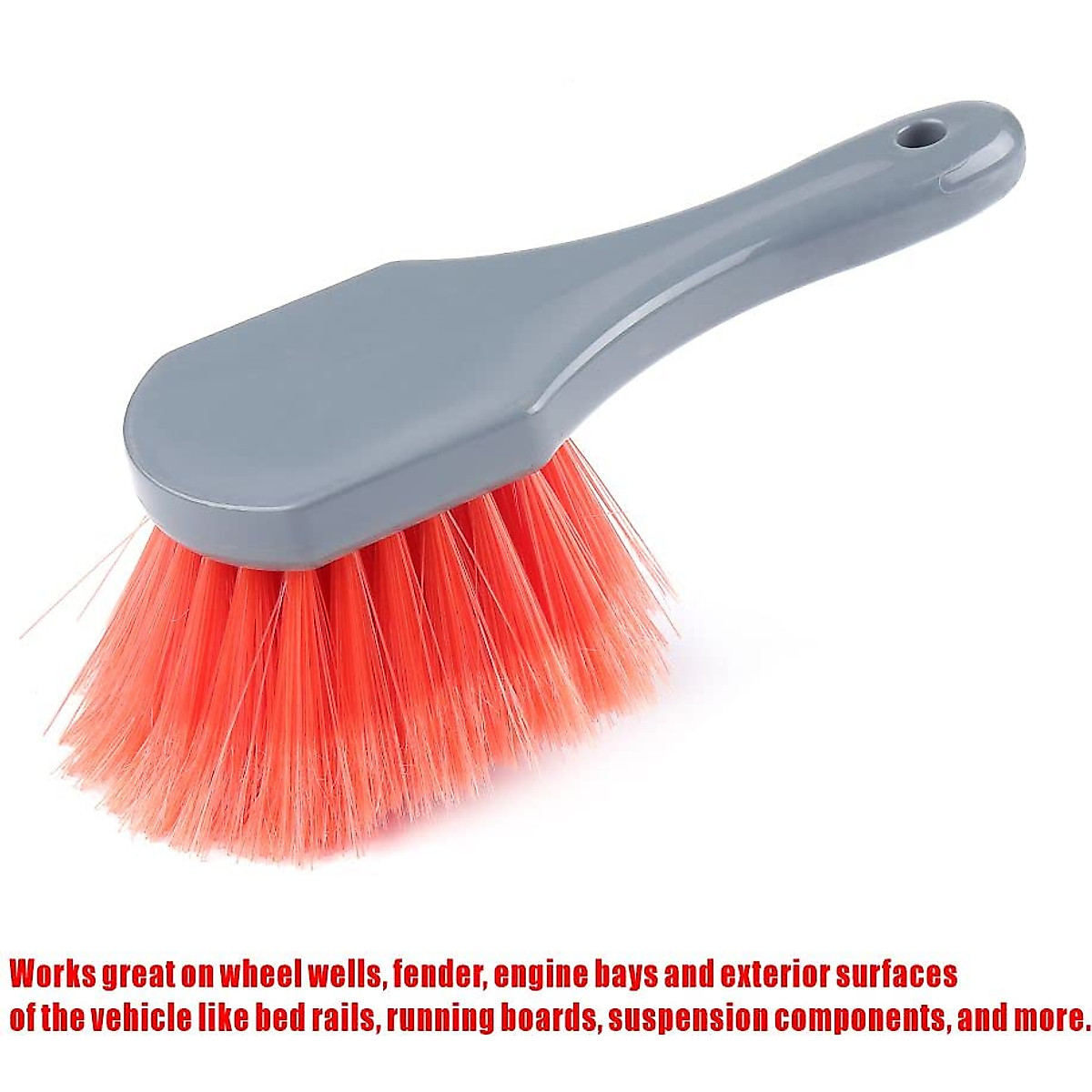 brushdepot Short Handle Wheel & Tire Brush,Soft Dense Nylon bristles car wash Brush for Truck,RV,Motorcycle,Deck Cleaning,Chemical Resistant