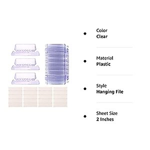 AIEX Hanging File Tabs and Inserts Clear File Folder Labels Filing Tabs for File Identification, Easy to Read(2 Inch, 50 White Inserts+50 Plastic Tabs)