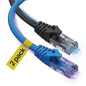 Cat6 Ethernet Cable, 3 Feet (2 Pack) LAN, utp (0.9 Meters) Cat 6, RJ45, Network, Patch, Internet Cable - (3 ft)