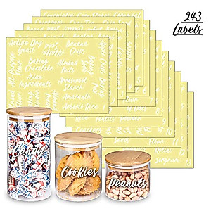 SWOMMOLY 243 White Cursive Pantry Labels for Food Containers, Water Resistant Pantry Kitchen Labels Stickers, Organization Labels for Storage Containers, Jars, Canisters