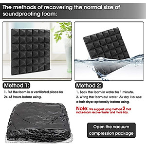 24 Pack Sound Proof Foam Panels for Walls 2 Inches Thick Acoustic Foam Panels for Wall Pyramid, 2" X 12" X 12" Sound Absorbing Dampening Studio Foam soundproof wall panels Wedge Tiles