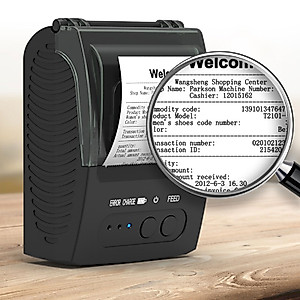 Portable Printer Receipt, 58mm Paper Width 2000mAh Rechargeable Thermal Label Printer,with Thermal Printer Paper,for Office and Small Business