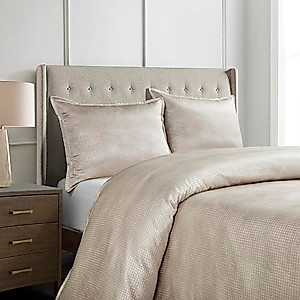 HiEnd Accents Sydney 3 Piece Super King Duvet Cover Set, Champagne Metallic Gold Jacquard Woven Fabric Bedding Set, Modern Contemporary Bed Set, 1 Comforter Cover and 2 Pillowcases