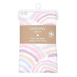 Lambs & Ivy Signature Rainbow 100% Organic Cotton Breathable Fitted Crib Sheet