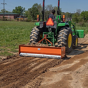 Titan Attachments 3 Point 7FT Rear Box Blade Scraper Grader, Category 0 and 1 Hitch Tractor Attachment, 7 Scarifier Teeth, Reversible Cutting Edge