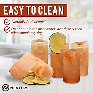 Nevlers 6 PCS Himalayan Salt Shot Glasses for Tequila, All Natural Himalayan Salt Tequila Shot Glasses - Handcrafted Shot Glass - 3" H Himalayan Shot Glasses | Himalayan Salt Glasses Tequila