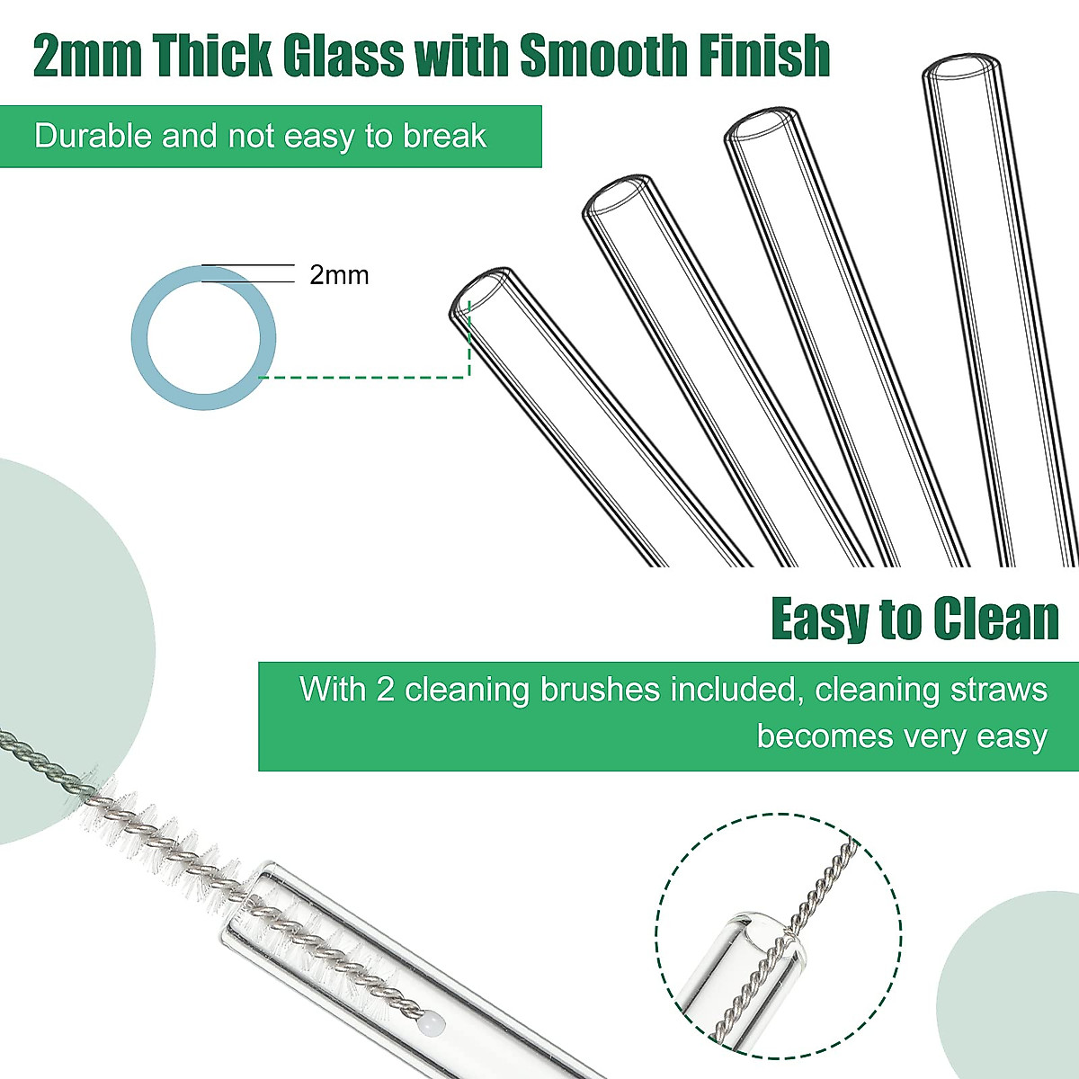 8 Pcs Reusable Glass Straws with Flower Butterfly Glass Straws Clear Shatter Resistant Bent Straws Colorful Floral Straws Cute Reusable Straws with 2 Pcs Straw Brush for Party Drink Cocktail