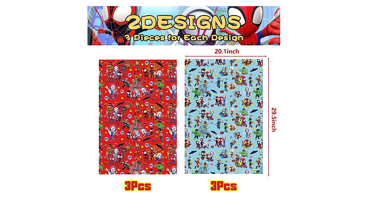 Spidey Wrapping Paper - 6PCS Gift Wrap for All Occasions