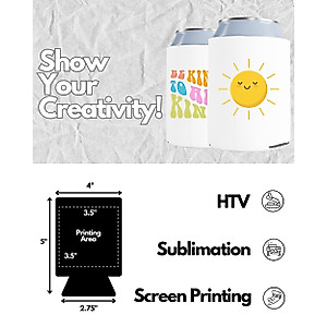 25 Pack White Blank Can Cooler Sleeves, Customizable Bulk Sublimation Can Coolers, Extra-Thick Collapsible Drink Insulator Sleeve, Beer Can Coolers for Party Beverages, PartyPrints