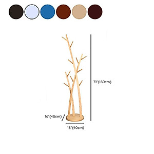 LITFAD Wooden Coat Rack Tree Freestanding Coat Stand with 13 Hooks, Tree Branch Design Clothes Standing Hanger for Multiple Coat and Hats, Coat Tree Rack for Bedroom, Entryway and Office-Black