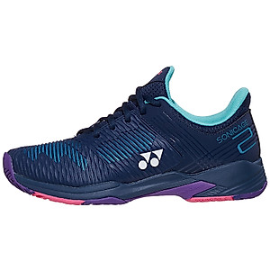 YONEX Women's Sonicage 2 All-Court Tennis Shoes, Navy/Blue Purple (US Size 10.5)