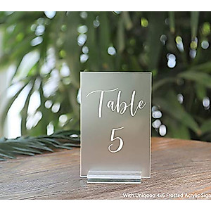 UNIQOOO 3" Clear Acrylic Stand | 10 Pack 3mm Slot Wedding Sign Holders, Perfect for Wedding, Table Number, Exhibition, Office, Restaurant, Business