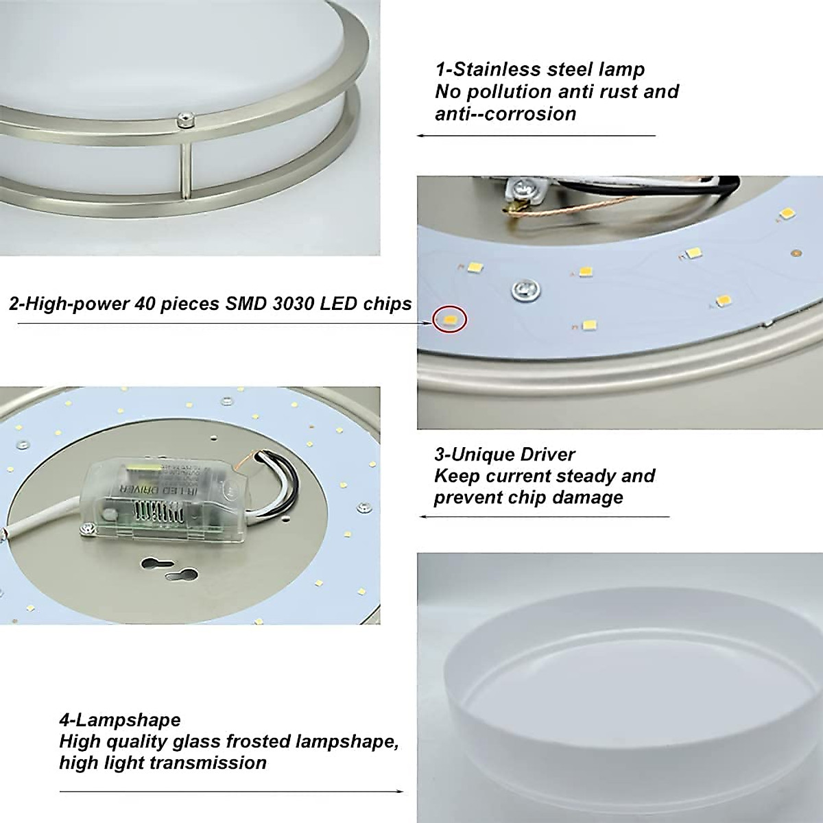 DLLT 30W Modern Dimmable LED Flush Mount Ceiling Light Fixture with Remote-13.31 Inch Round Close to Ceiling Lights for Living Room/Kitchen/Bedroom/Dining Room, 3000K-6000K 3 Light Color Changeable