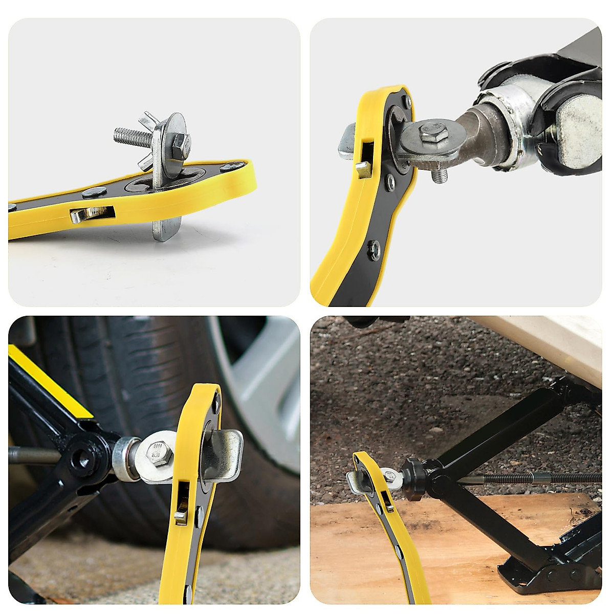 BOXOB Auto Labor-Saving Jack Ratchet Wrench 360° Swivel Car Scissor Jack Ratchet Wrench with Reversal Knob Design, Reinforced Tire Lug Wheel Jack Wrench for Cars SUVs Trucks Motorcycles