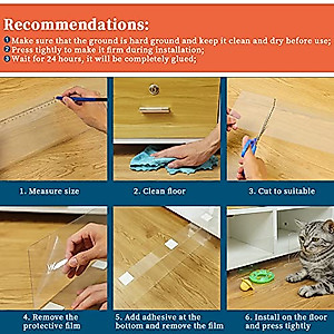 Under Bed Blocker for Pets Gap Bumper Under Couch Blocker Stop Dogs and Cats Safety PVC Adjustable Clear Toy Blocker for Bed and Sofa Barrier Blocking with Strong Adhesive 8 Pack, 4.7'' Height 126" L