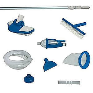 Intex 2100 Gallon Per Hour Above Ground Pool Sand Filter Pool Pump with Deluxe Pool Maintenance Kit and Automatic 24 Hour Timer