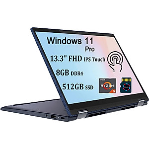 Lenovo Yoga 6 13 2-in-1 Business Laptop | 13.3" FHD IPS Touchscreen | AMD 6-Core Ryzen 5 5500U (> i7-10510U) | 8GB DDR4 512GB SSD | Backlit Fingerprint Dolby USB-C Win11 Pro Blue + 32GB MicroSD Card