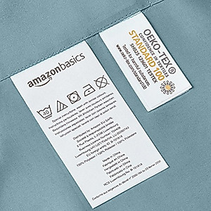 Amazon Basics Microfiber 2 Piece Duvet Cover Set, 135x200cm/50x80cmx1, Dusty Blue Trellis