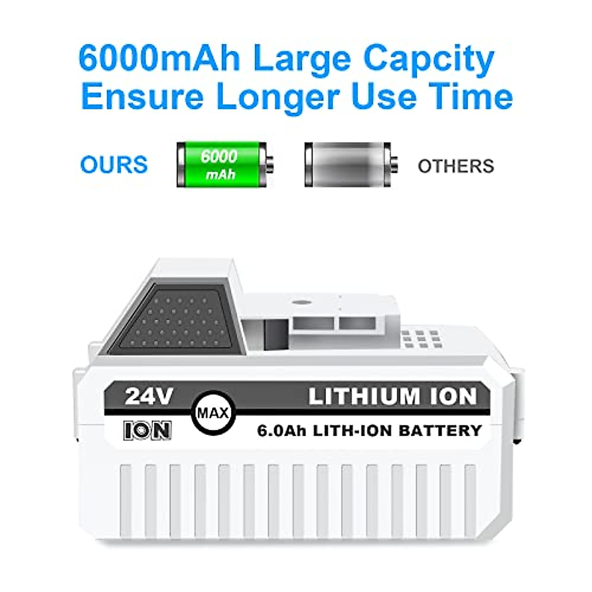 Gemho 6.0Ah 24V Replacement Battery Compatible with Snow Joe Compatible with Sun Joe iON+ System 24V 24BAT-LTX 24VBAT-LTW 24VBAT-LTE 24VBAT-LT 24VBAT 24VBAT-XR Lithium Ion Power Tool Battery