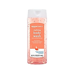 Amazon Basics Clarifying Pink Grapefruit Body Wash, 2% Salicylic Acid Acne Treatment, Dermatologist Tested, 8.5 Fluid Ounces, 4-Pack (Previously Solimo)