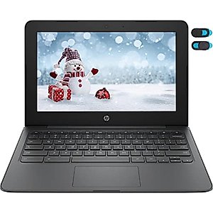 HP 2022 Chromebook 11.6 Inch Laptop, Intel Celeron N3350 up to 2.4 GHz, 4GB RAM, 32GB eMMC, WiFi, Webcam, USB Type C, Chrome OS + YSC Accessory (Zoom or Google Classroom Compatible)