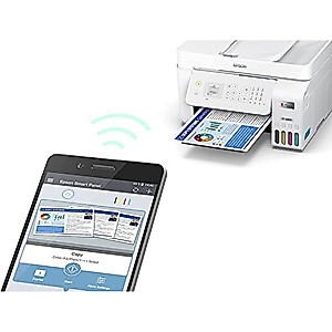Epson EcoTank ET-4800 Wireless All-in-One Supertank Color Inkjet Printer Office, White - Print Copy Scan Fax - 10.0 ppm, 5760 x 1440 dpi, 8.5" x 14", Voice Activated, 30-Sheet ADF, Ethernet