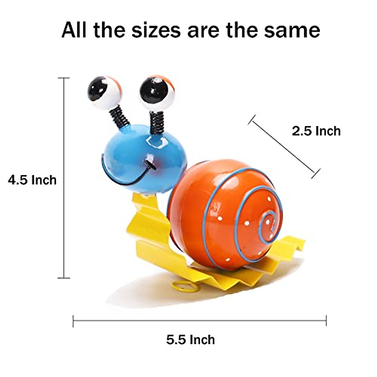 Cruis Cuka Metal Garden Decor Cute Snail Yard Art Outdoor Lawn Patio Ornament Fence Decorations for Outside - Set of 2(Yellow,Orange)