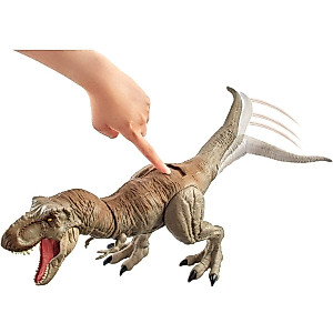Jurassic World Bite 'n Fight Tyrannosaurus Rex in Larger Size with Realistic Sculpting, Articulation and Dual-Button Activation for Tail Strike and Head Strikes, Ages 4 and Older
