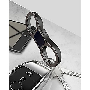 Idakekiy Key Chain Quick Release Spring with 4 Key Rings Heavy Duty Car Keychain Organizer for Men and Women (Dary Grey)