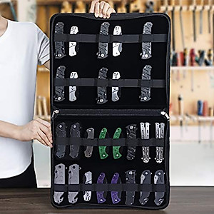 VENVO Knife Display Case for Pocket Knife, 32+ EDC Knives Organizer, Folding Knife Holder, Pocket Knife Storage Protector Case for Survival, Tactical, Camping