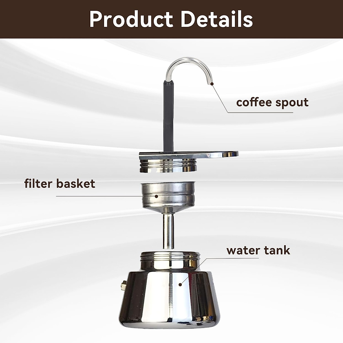 Tissting Single Spout Stovetop Moka Pot Stainless Steel Stovetop Single Spout Espresso Maker Mini Stovetop Espresso Percolator Italian Type Espresso Cup Coffee Maker Use on Stove at Home or Camping