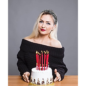 Wecoe Black Headband Rhinestone Headband Women Bling Diamond Padded Headband Glitter Sparkle Headbands Fashion Headbands Hair Accessories Gifts For Women Girls (Black & Silver)