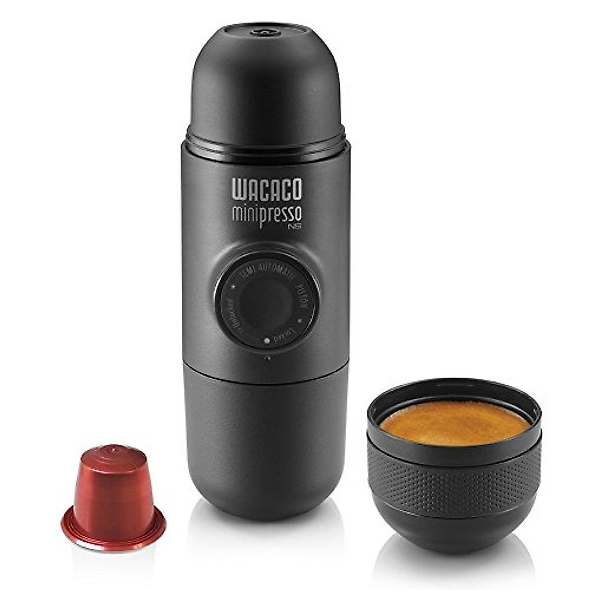 WACACO Minipresso NS, Portable Espresso Machine, Compatible Nespresso Original Capsules and Compatibles, Travel Coffee Maker, Manually Operated from Piston Action