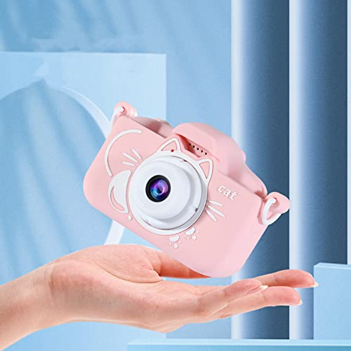 TOPUUTP New Cat Cartoon Boy & Girl Camera Front and Rear Double Lens 20 Million Selfie Camera with Lanyard Digital Dual Camera