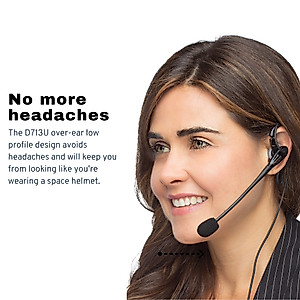 Discover D713U USB Earpiece Headset for Computer Calls and Meetings | Compatible with Zoom, Skype, Microsoft Teams, Cisco, Avaya, RingCentral and More